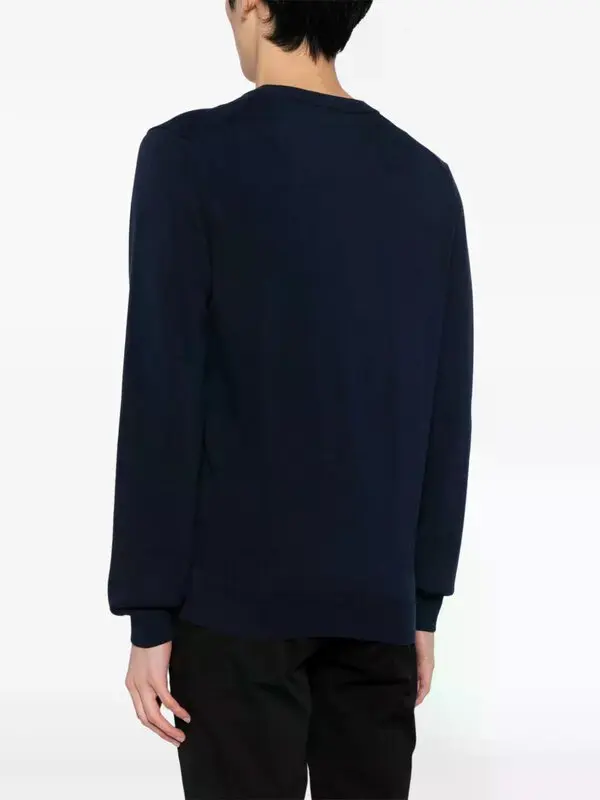 Lacoste Fine-ribbed V-neck Jumper - Blue