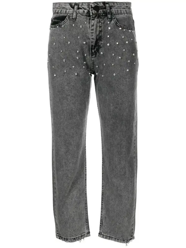 ANA RADU Crystal Embellished Cropped Jeans