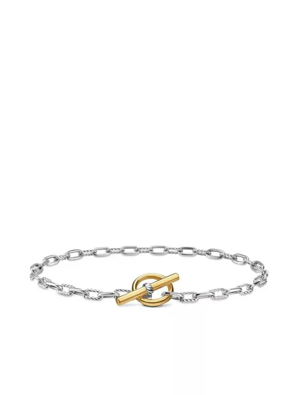 David Yurman Sterling And 18kt Yellow Gold Madison Cable Link Bracelet - Silver