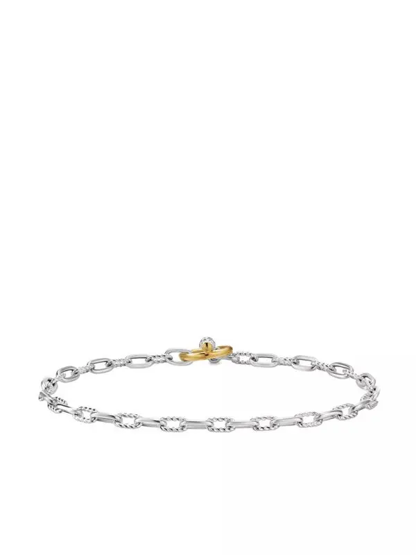 David Yurman Sterling And 18kt Yellow Gold Madison Cable Link Bracelet