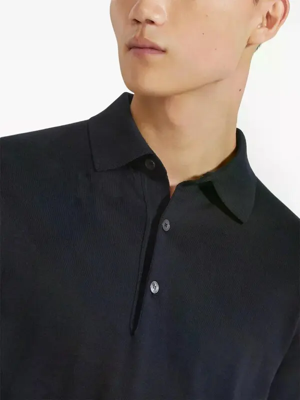 Zegna Ribbed-trim Cotton Polo Shirt