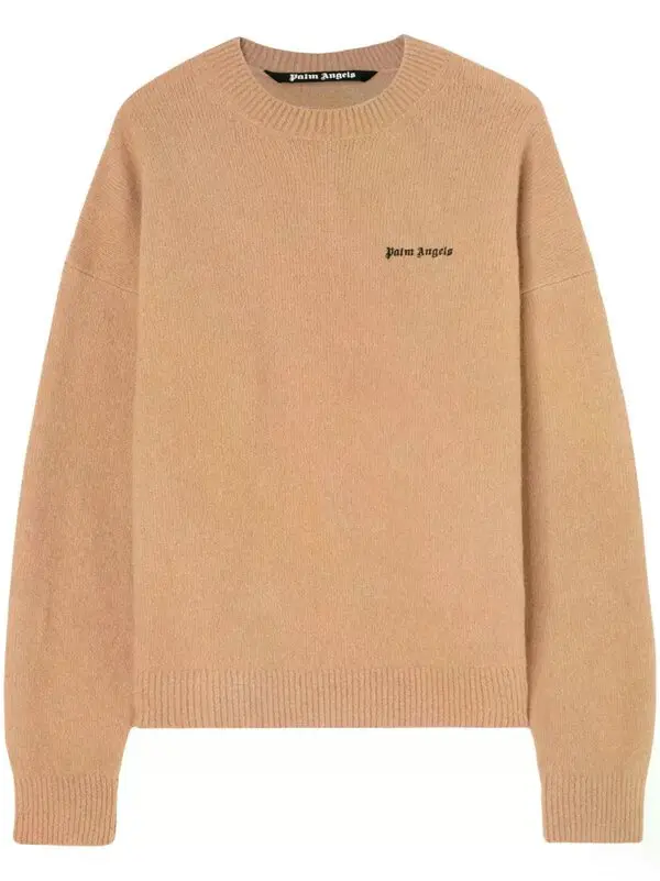 Palm Angels Logo Embroidered Merino Wool Blend Jumper