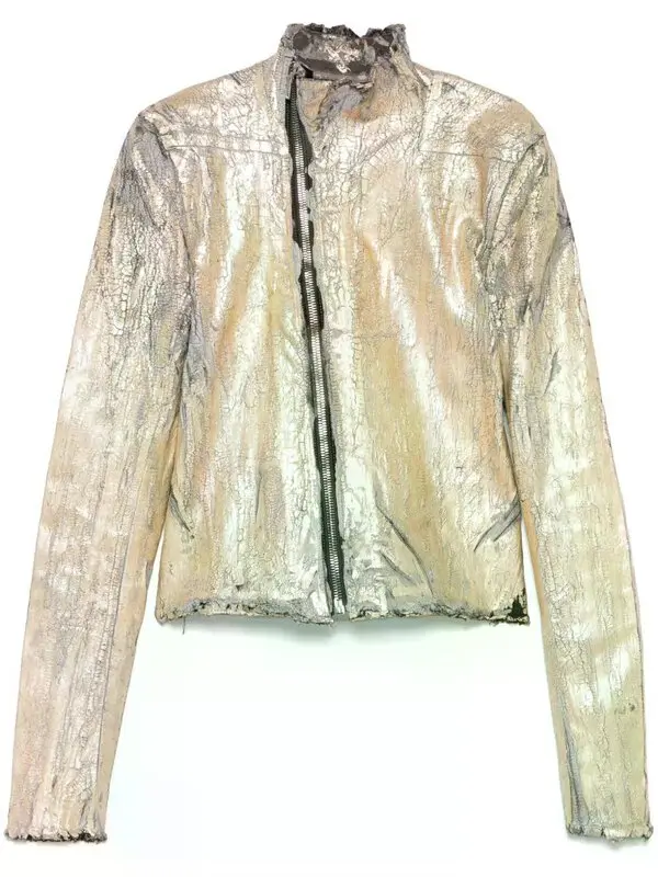 Rick Owens Cracked Effect Zip-up Jacket - Gold