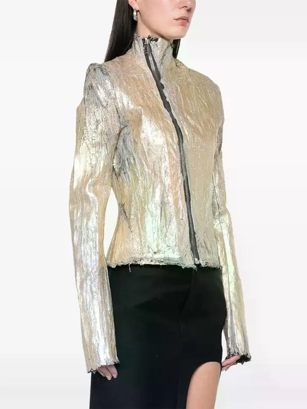 Rick Owens Cracked Effect Zip-up Jacket - Gold