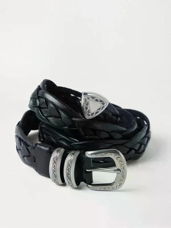 Brunello Cucinelli Braided Leather Belt - Black
