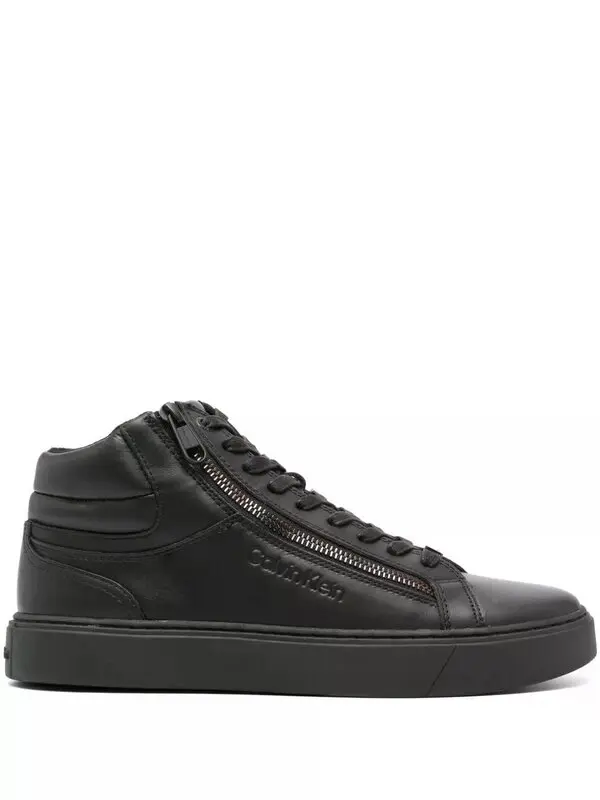 Calvin Klein Debossed Leather High-top Sneakers