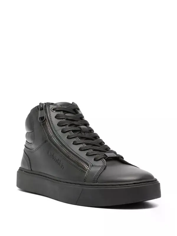 Calvin Klein Debossed Leather High-top Sneakers