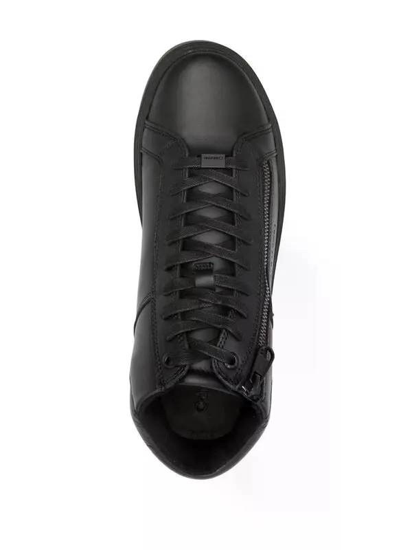 Calvin Klein Debossed Leather High-top Sneakers