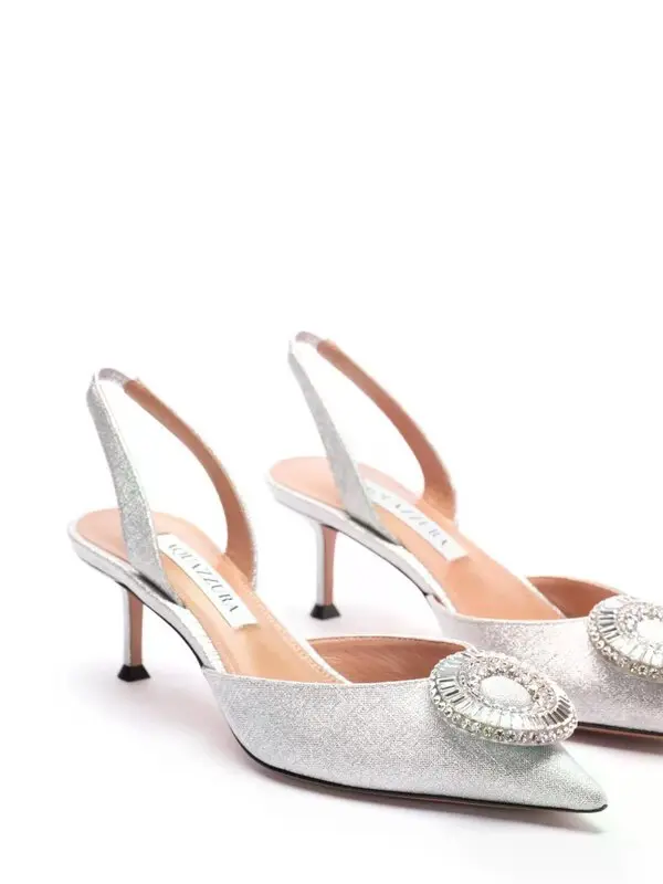 AQUAZZURA Crystal Hoop Slingback Pumps - Silver