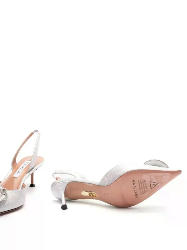 AQUAZZURA Crystal Hoop Slingback Pumps - Silver