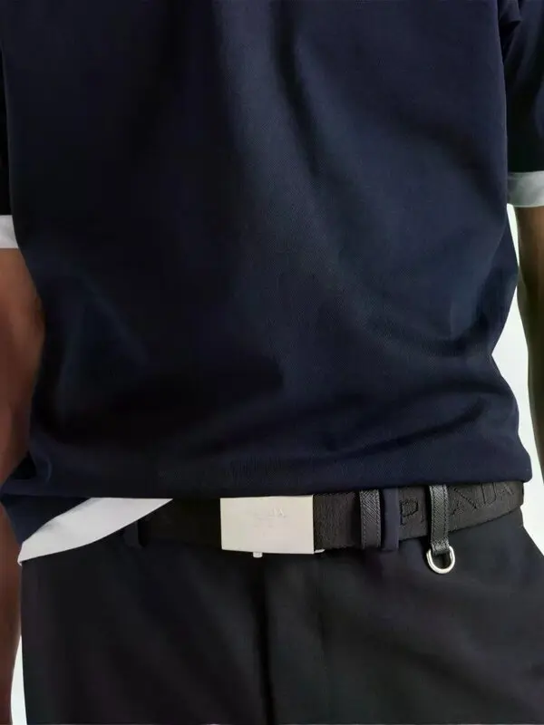 Prada Logo Tape Belt With Silver-tone Buckle