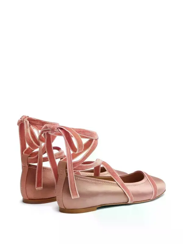 MALONE SOULIERS Spencer Ballerina Shoes With Velvet Trim - Pink