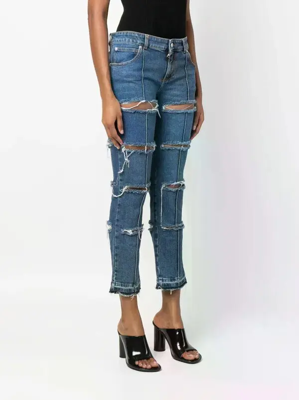 Alexander McQueen Distressed Cropped Jeans