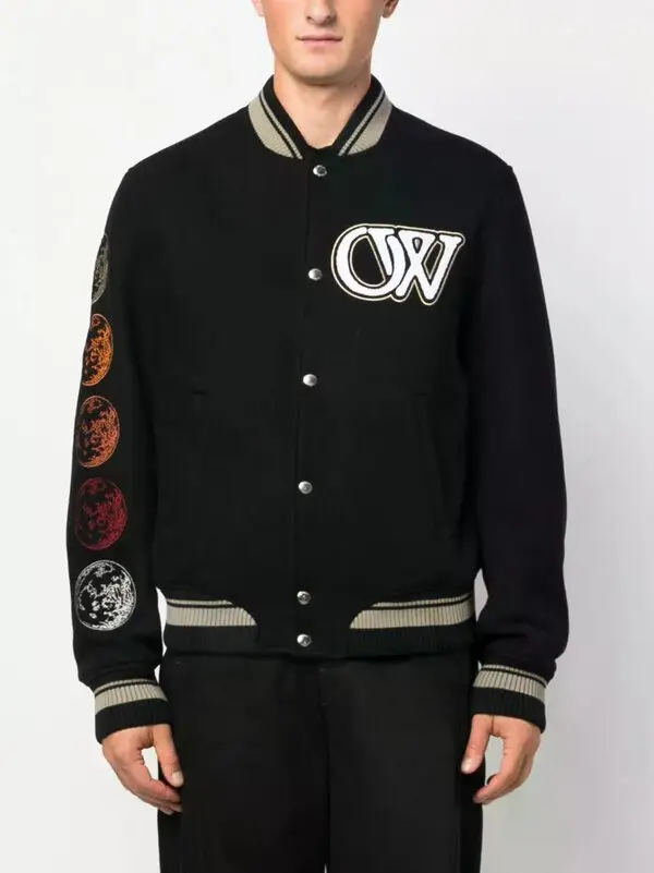 Off-White Logo-appliqué Virgin Wool Blend Bomber Jacket