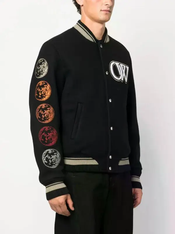 Off-White Logo-appliqué Virgin Wool Blend Bomber Jacket