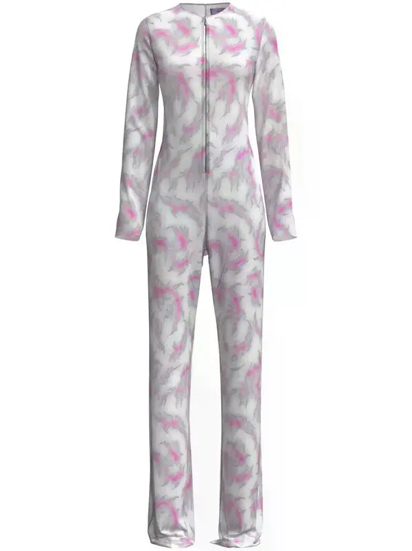 MARGHERITA MACCAPANI Vane Ghost-print Flared Jumpsuit - Grey
