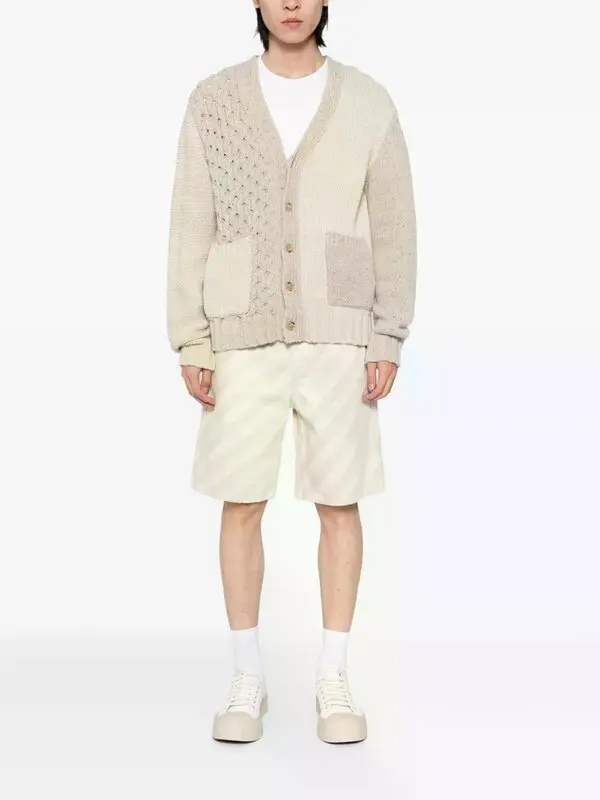 Marni Striped Diagonal Denim Shorts