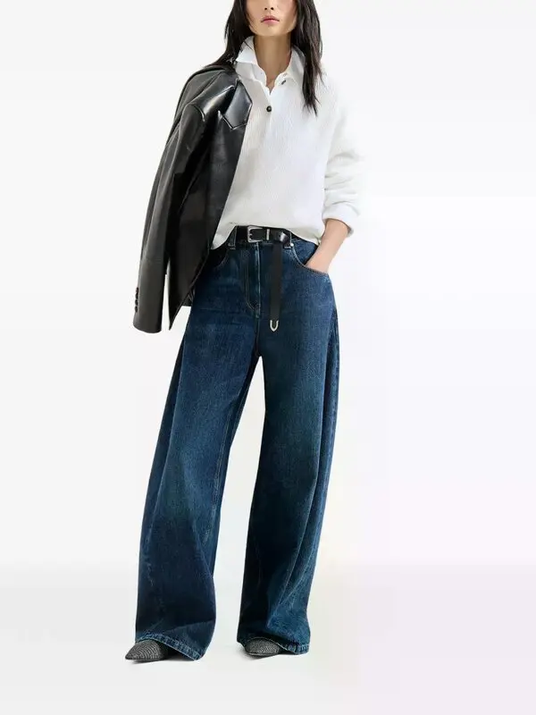 Brunello Cucinelli Ribbed Knit Polo Collar Jumper