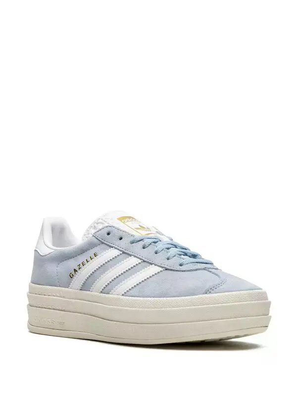 Adidas Gazelle Bold Clear Sky Suede Lace Up Platform Sneakers - Blue
