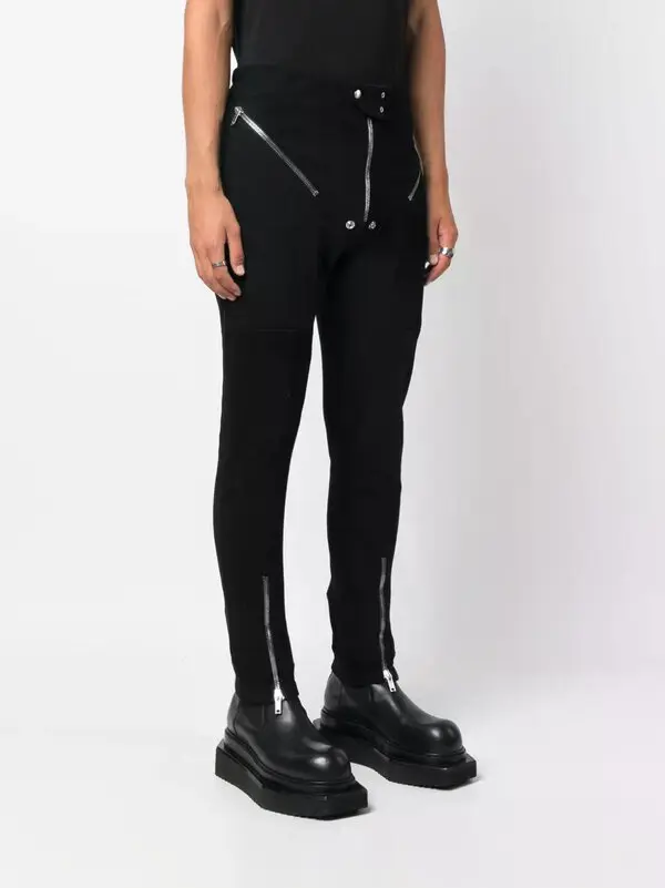 Rick Owens Decorative Zip Cotton Trousers - Black