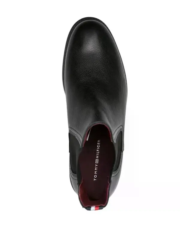 Tommy Hilfiger Monogram Plaque Leather Ankle Boots