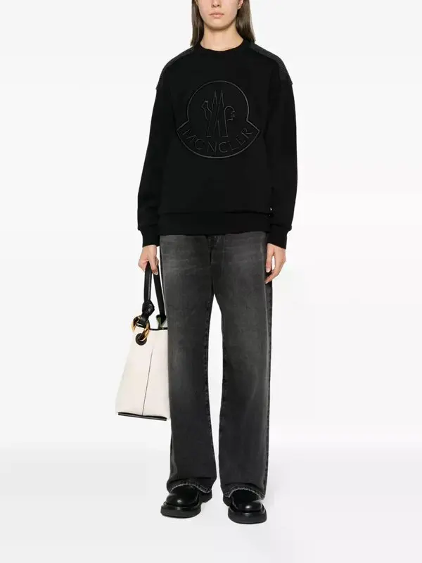 Moncler Logo Embroidered Cotton Blend Sweatshirt