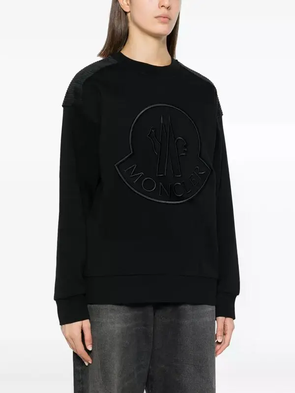 Moncler Logo Embroidered Cotton Blend Sweatshirt