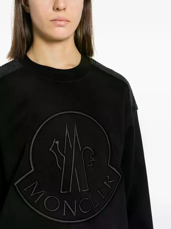 Moncler Logo Embroidered Cotton Blend Sweatshirt
