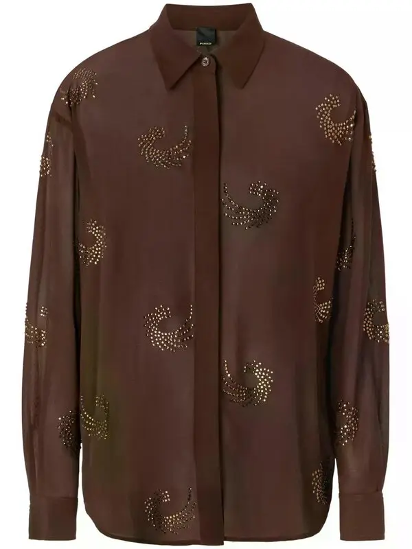 Pinko Embellished Long-sleeve Shirt - Brown