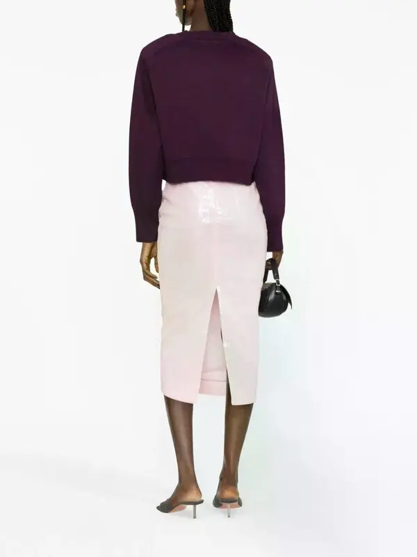 ROTATE BY BIRGER CHRISTENSEN Rhinestone Embellished Logo Appliqué Cropped Sweatshirt - Purple