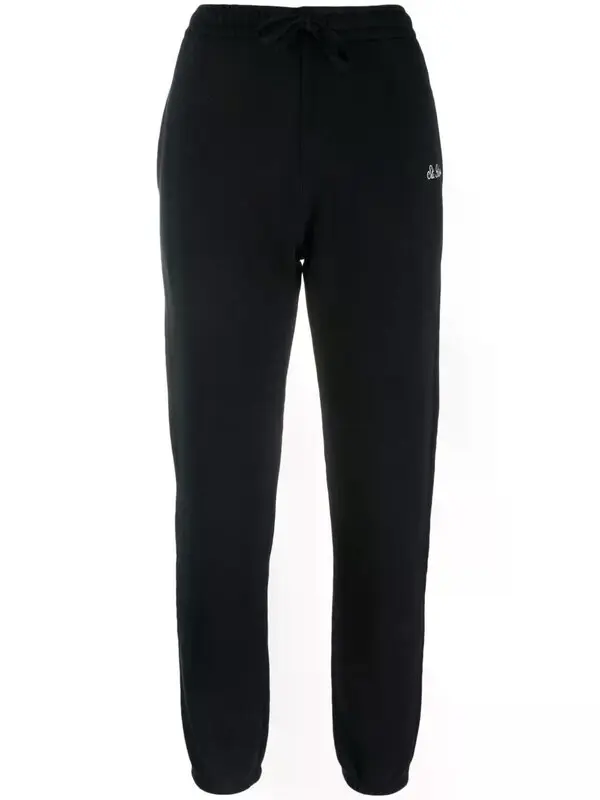 MC2 SAINT BARTH Logo Embroidered Cotton Track Pants - Black