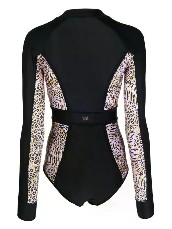 DUSKII Leopard-print Long-sleeve Surf Suit