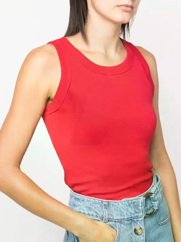 STYLAND Slim-cut Organic Cotton Tank Top - Red