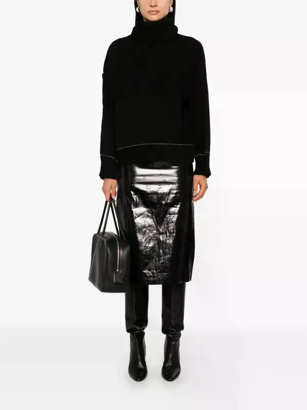 Pinko Vigne Chunky Ribbed Knit Sweater - Black