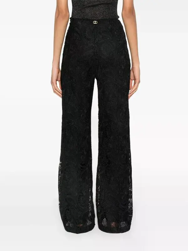 TWINSET Macramé Straight-leg Trousers - Black
