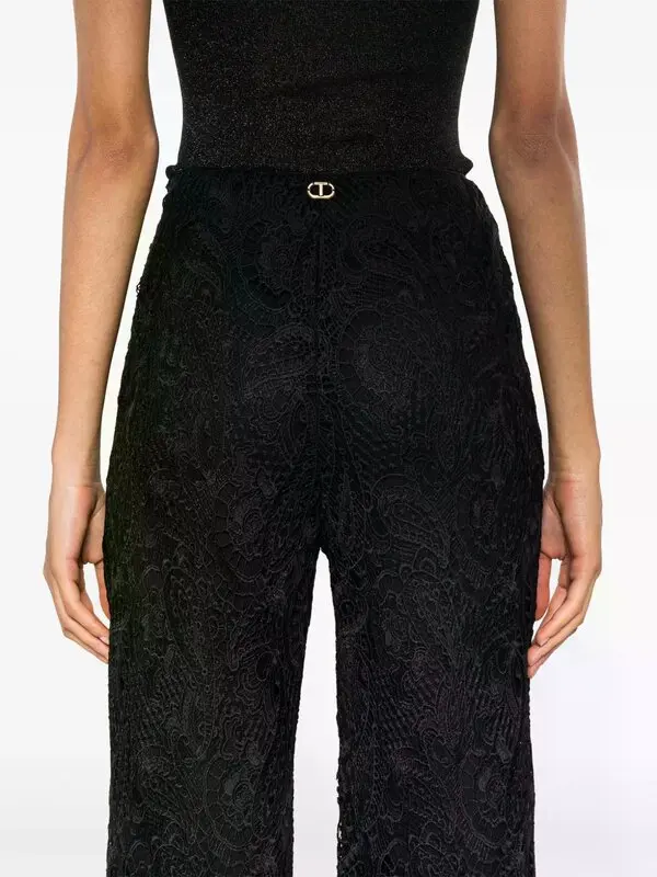 TWINSET Macramé Straight-leg Trousers - Black
