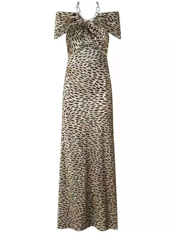 Rabanne Leopard-print Halterneck Dress - Brown