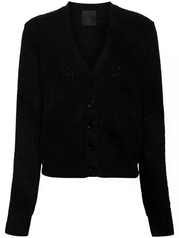 Givenchy 4g Jacquard V-neck Cardigan - Black