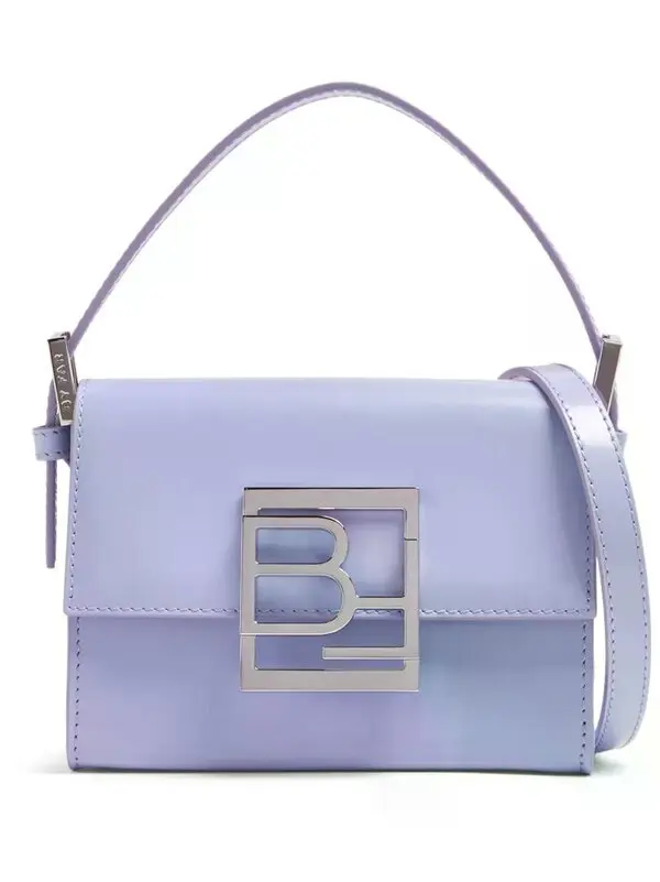 By Far Leather Shoulder Bag With Logo Plaque - Blue