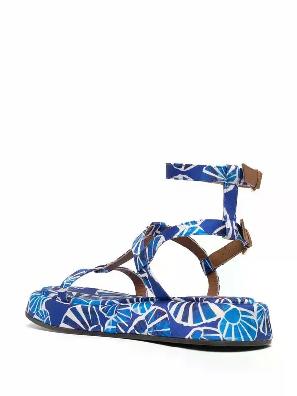 La DoubleJ Jazzy Seashell-print Flat Sandals