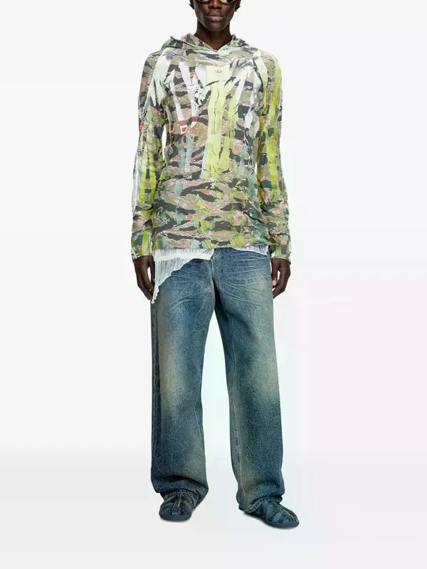 DIESEL® Graphic Print Hooded Long Sleeve Top