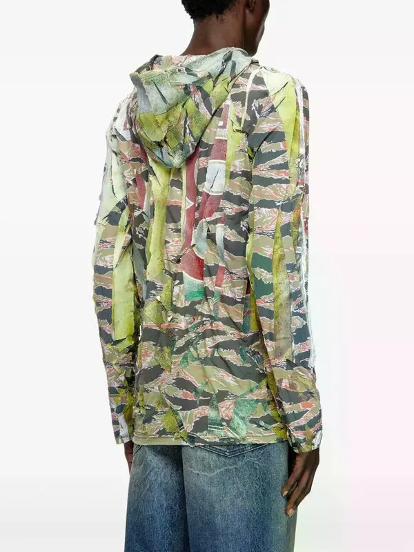 DIESEL® Graphic Print Hooded Long Sleeve Top