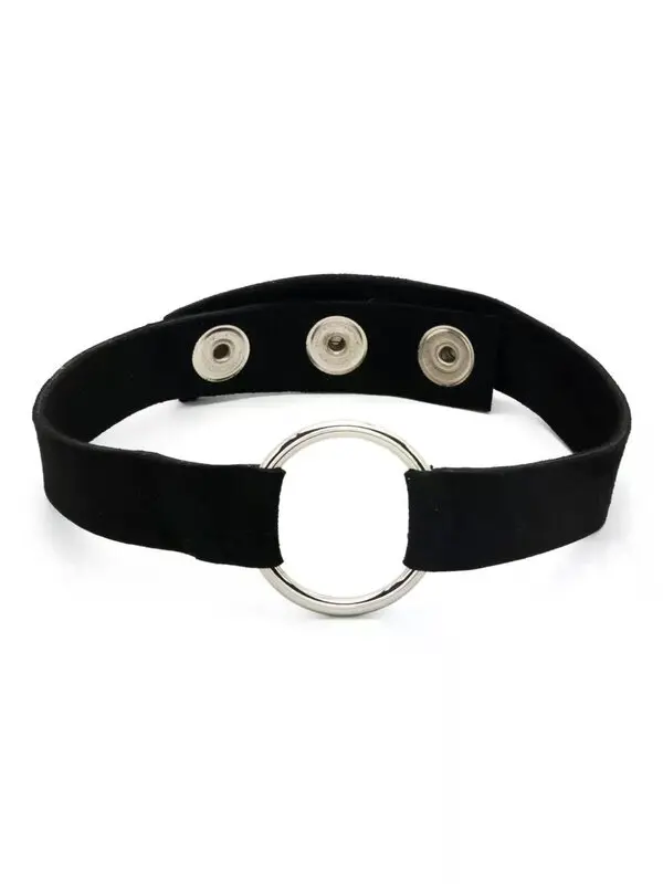 MANOKHI Suede Choker Necklace With Ring Embellishment - Black