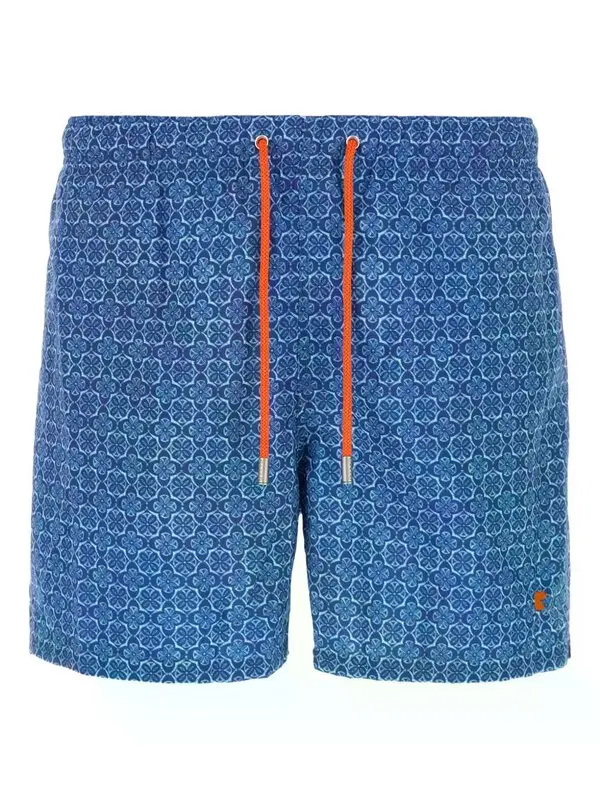 GALLO Geometric-print Swim Shorts - Blue