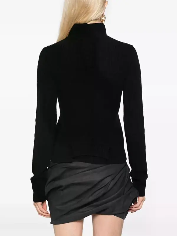 Rick Owens Ribbed Knit Convertible Sweater - Black