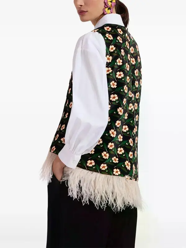 La DoubleJ Sleeveless Top With Feather Detailing - Black