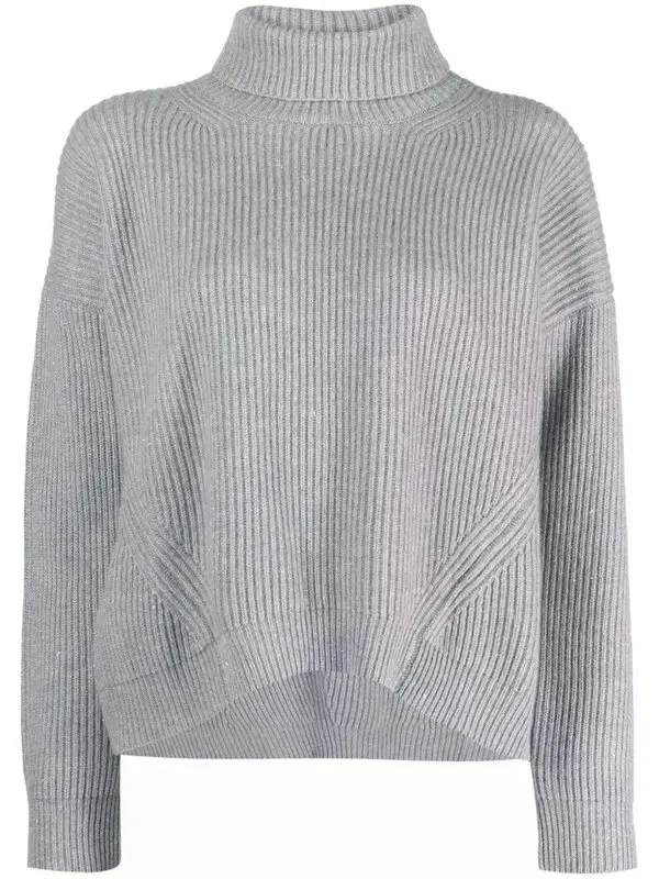 Peserico Roll-neck Silk-wool Blend Jumper - Grey