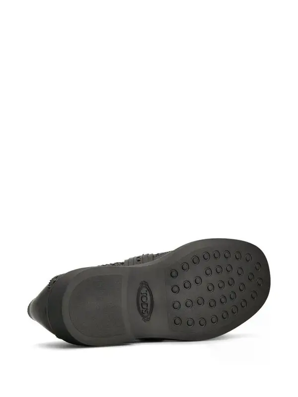 TOD'S Leather Fringe Detail Loafers
