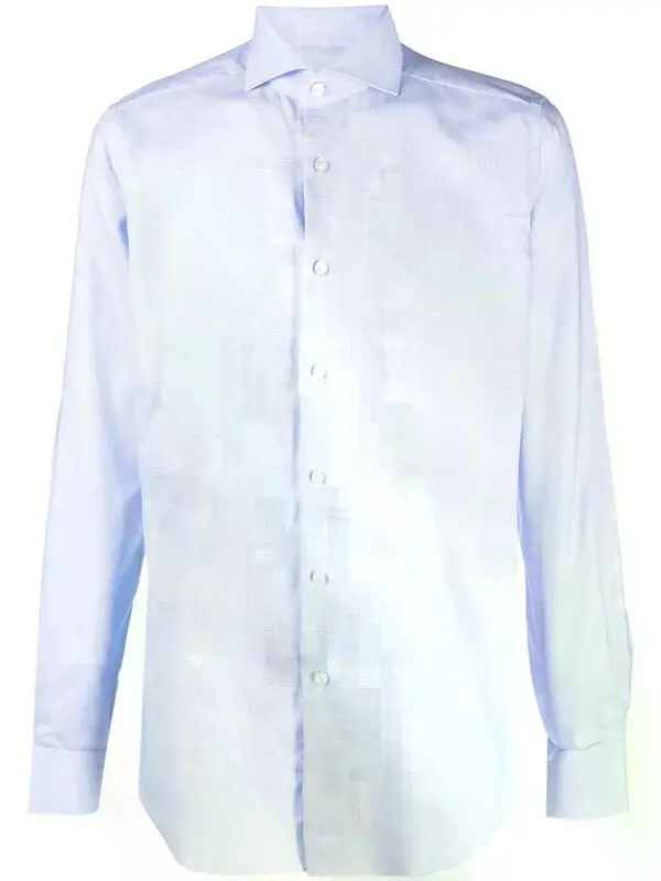 XACUS Cutaway-collar Organic Cotton Shirt - Blue