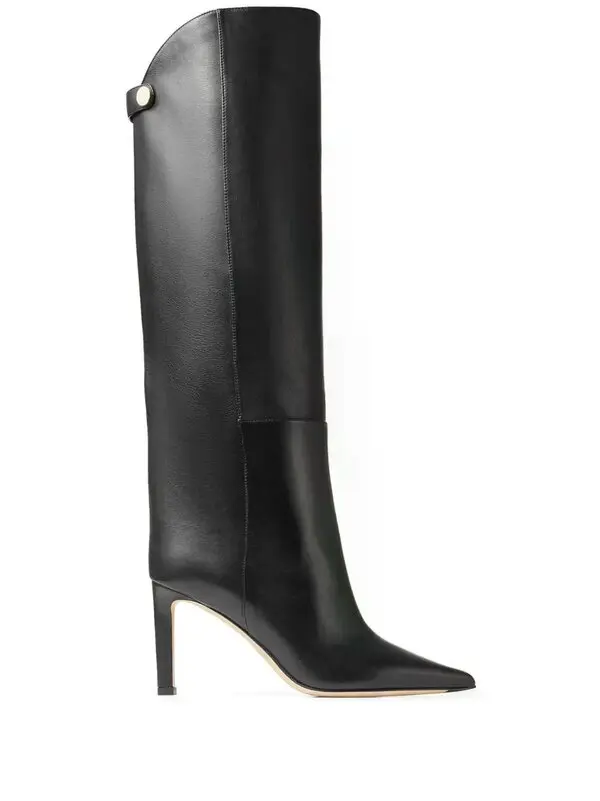 JIMMY CHOO Alizze Leather Knee High Boots - Black